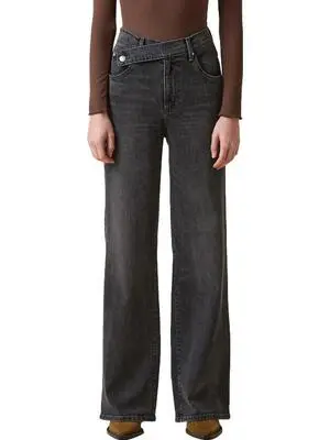 LE JEAN Crossover High-waist Wide-leg Jeans - Shadow