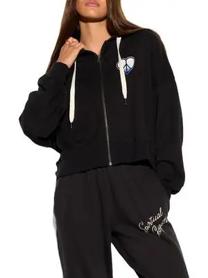 Spiritual Gangster Peace Love Jules Cotton-blend Graphic Zip-up Hoodie - Black
