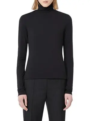 Sportmax Scrunch Neck Stretch Jersey Top - Black
