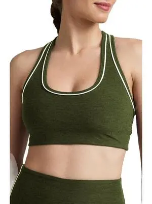 Beyond Yoga Space Dye Racerback Sports Bra - Army Green Heather