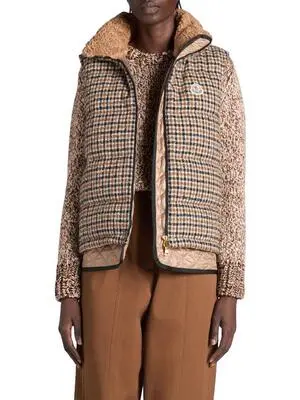 Moncler Touvet Check Pattern Wool Blend Vest - Brown/beige Check