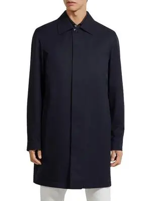 Zegna Water-repellent Microfiber Twill Raincoat - Navy Blue