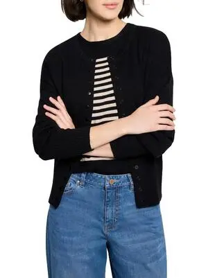 NIC+ZOE Snap-front Cotton Cardigan - Black Onyx