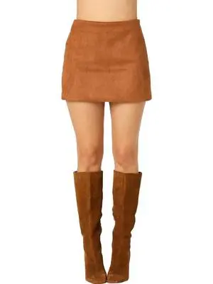 ASTR THE LABEL Faux Suede High-Waist Skort