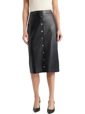 ELIE TAHARI Emberly Faux Leather Midi Skirt