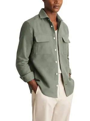 REISS Camber Moleskin Twin Pocket Shirt Jacket - Green