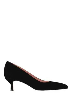 ALLY SHOES Pointed-toe Kitten Heel Pumps - Black Suede