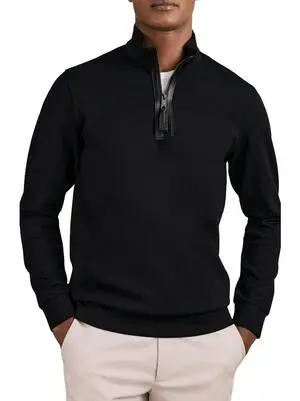 REISS Quarter Zip Top - Black