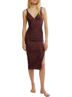 Free People Printed Mesh Body-con Dress - Brown Combo