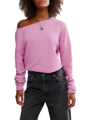 Free People Jess One-shoulder Thermal Top - Orchid Combo