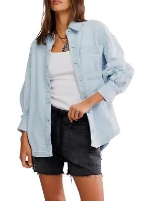 Free People Ashley Denim Shirt - Classic Blue Wash