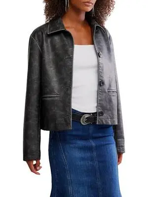 Free People Hera Faux Leather Jacket - Black