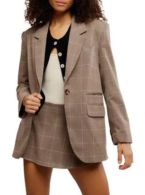 Free People Pinstripe Blazer - Chocolate Combo