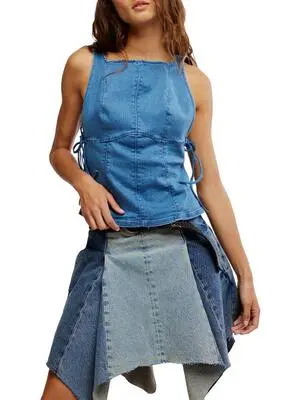 Free People Denim Corset Tank - Denim Baby Blue Wash