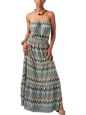 Calypso St. Barth Vera Maxi Dress - Blue Multi Zig-zag