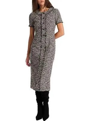 Santorelli Cass Midi Modern Tweed Sheath Dress - Sandstone