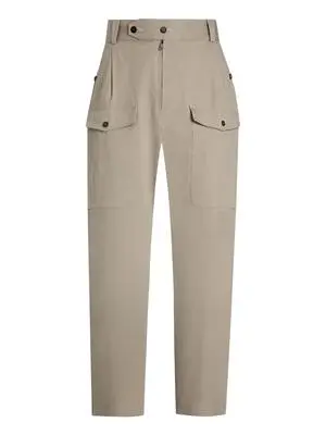 Dolce & Gabbana Stretch Cotton Gabardine Cargo Trousers - Beige