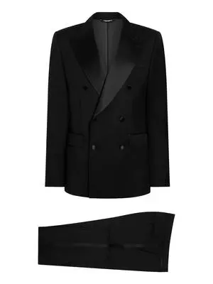 Dolce & Gabbana 3-piece Double-breasted Wool Gabardine Suit - Black