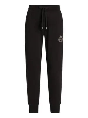Dolce & Gabbana Jersey Trousers With Heraldic Patch - Black