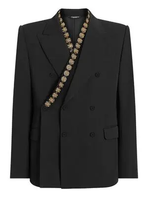 Dolce & Gabbana Double-breasted Bistretch Wool Canvas Jacket - Grey