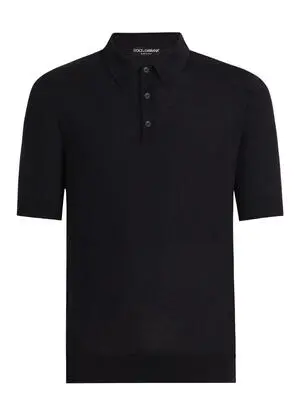 Dolce & Gabbana Fine-gauge Wool Polo Shirt - Blue
