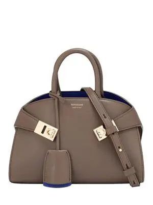 FERRAGAMO Leather Soft Hug Top Handle Bag - Brown