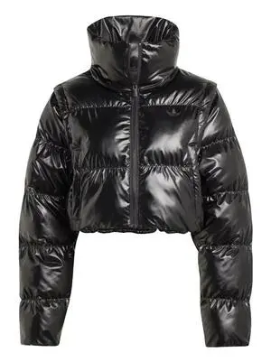 Adidas Essentials Glossy Two-in-one Cropped Puffer - Black