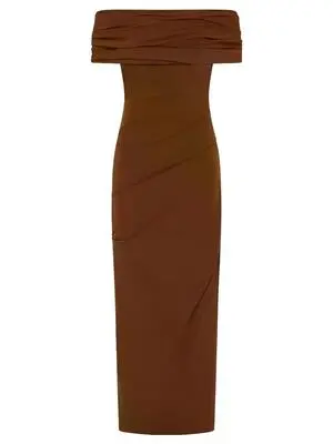 Rachel Gilbert Camille Draped Off-shoulder Maxi Dress - Brown