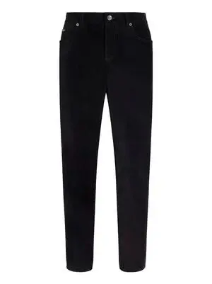 Dolce & Gabbana Logo-plaque Corduroy Trousers - Black