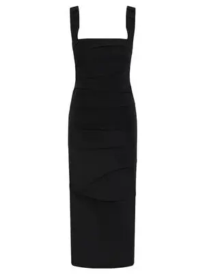 Rachel Gilbert Square-neck Draped Midi Dress - Black