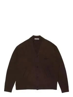 Acne Studios Embroidered-logo Buttoned Cardigan - Brown