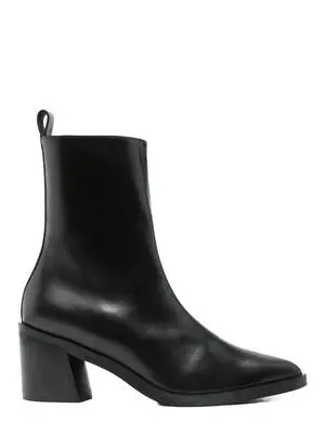 POEVE 70mm Leather Pointed-toe Boots - Black