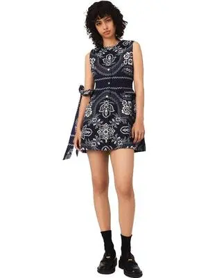 Maje Mini Bandana Print Dress Navy