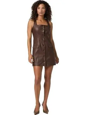 Paige Rubie Faux Leather Mini Dress - Brown