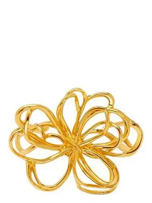 Oscar De La Renta Threaded Flower Cuff Bracelet Natural