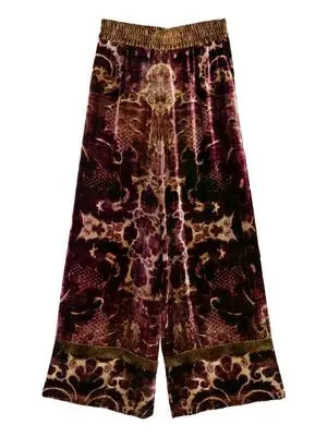 PIERRE-LOUIS MASCIA Damask-pattern Velvet Trousers - Purple