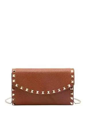Valentino Garavani Rockstud Leather Chain Shoulder Bag - Brown