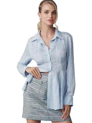 Maeve Waisted Buttondown Tunic Powder Periwinkle