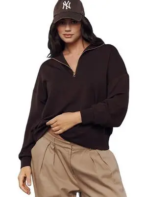 Varley Hawley Half-zip Sweatshirt - Coffee Bean