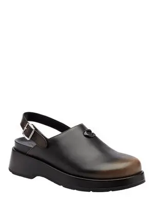 COACH Sculpted C Platform Clogs In Loved Leather - Black