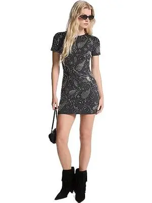 Michael Kors Studded Paisley Mini Dress - Black