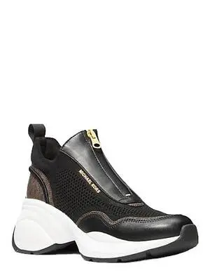 Michael Kors Zuma Mixed-Media Trainers Black