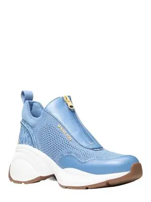 Michael Kors Zuma Mixed-Media Trainers Blue