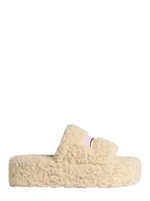 Balenciaga Furry Platform Sandal - Beige/white/red