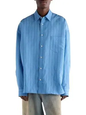 Acne Studios Roffia Stripe Overisze Button-up Shirt - Blue Multi