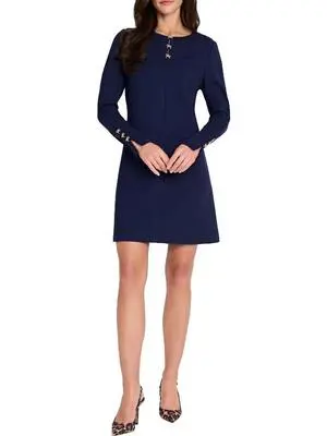 TAHARI ASL Bow Detail Long Sleeve Minidress - Navy