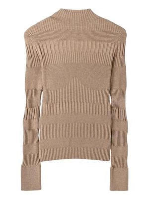 Gobi Cashmere High-neck Ribbed Cotton Silk Blend Sweater - Timber Wolf