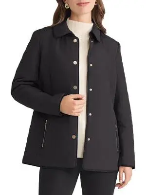 Jones New York Quilted Jacket With Contrast Trim - Jones Black