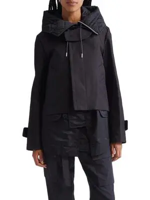 Sacai Hooded Mixed Media Jacket - Black