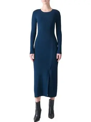 Akris Long Sleeve Knit Tube Dress - Denim